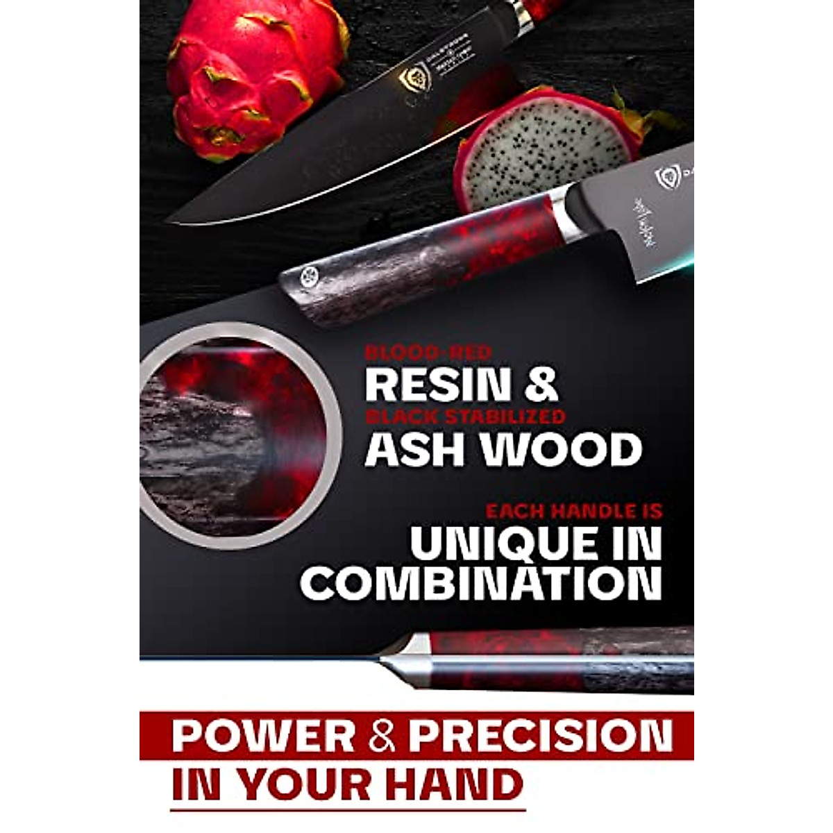 Dalstrong Chef Knife - 8 inch - Spartan Ghost Series - American Forged S35VN Powdered Steel Kitchen Knife - Maple & Red Resin Handle - Razor Sharp Cooking Knife -Sheath Included