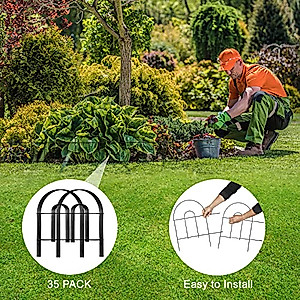 ZENY Decorative Garden Fence Garden Edging 35 Pack 50 Ft Long 18 Inch High Rustproof Landscape Iron Wire Border, Folding Patio Fences Flower Bed Fencing, Animal Barrier