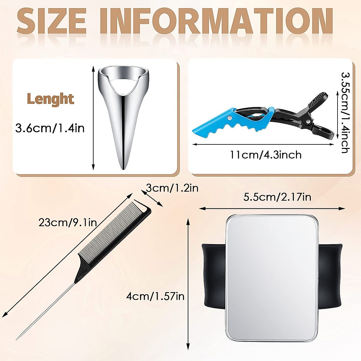 8 Pieces Hair Sectioning and Braiding Set - 6 Styling Clips, 2 Rat Tail Combs, Ring, and Magnetic Wristband Holder (Black)