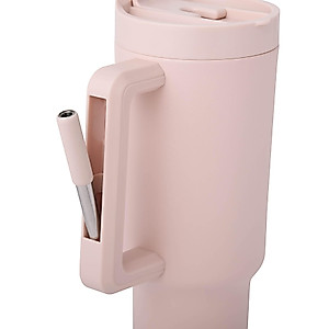 Manna Stainless Steel Double Wall Insulated Tumbler with Smart Seal Dual Sip Lid and Straw Fit Handle - 40 Oz - Rose Quartz Powder Coat