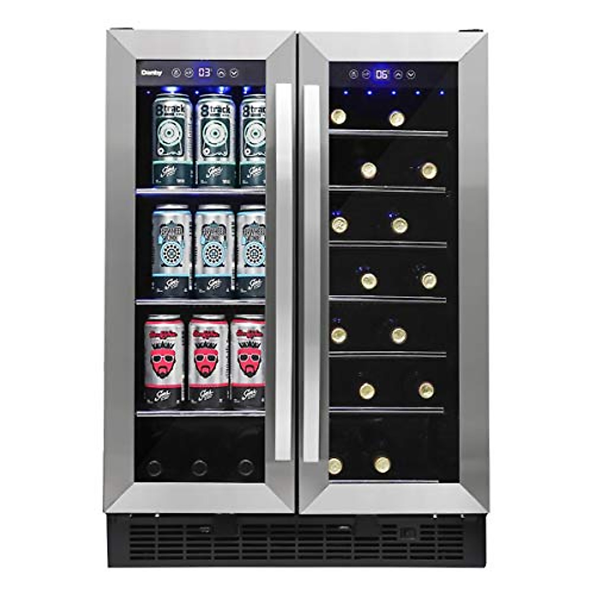 Danby DBC052A1BSS Built In Beverage Center, French Door Under Counter Beverage Cooler For Chilling Wine, Beer, Pop - In Stainless Steel - For Kitchen, Home Bar