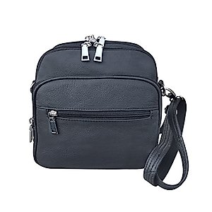 Roma Leathers Square Leather Cross body Bag Men & Women Conceal Carry Gun Purse (Black)