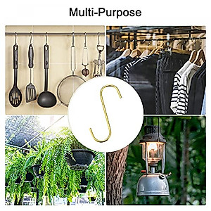 uxcell S Hanging Hooks, 4inch/110mm Extra Long Steel Hanger, Indoor Outdoor Uses for Garden, Bathroom, Closet, Workshop, Kitchen, Gold Tone, 12Pcs