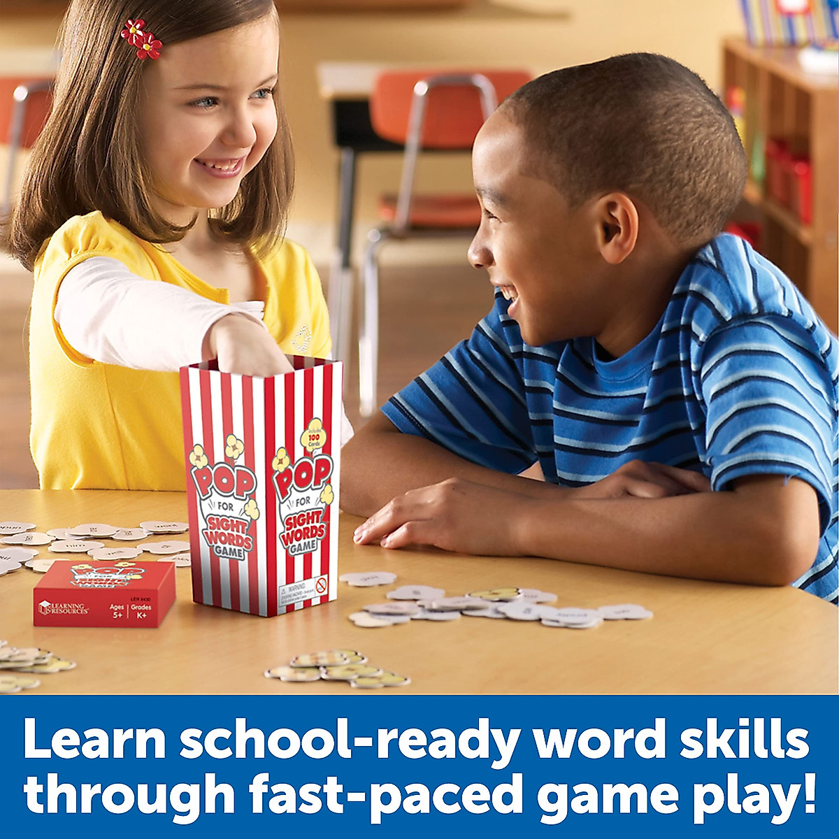 Learning Resources Pop For Sight Words Game,Vocabulary/Literacy Game, 92 Cards, Ages 5+