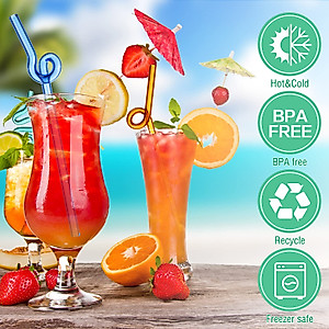 Yinkin 12 Pcs Wavy Glass Straw Curved Reusable Glass Straws Multicolor Clear Silly Straws Tea with 2 Cleaning Brushes for Kids, Drinking, Beverages, Coffee, Smoothies, Juice, Water