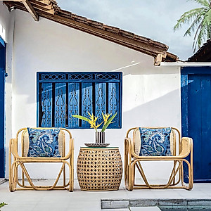 JASEN Outdoor Pillow Covers 18x18 Waterproof Set of 2, Paisley Outside Pillow Covers, Decorative Throw Pillow Cover for Patio Furniture White (No Inserts)