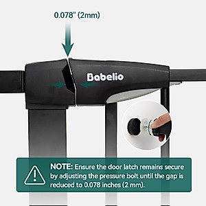 Babelio 29-48" Extra Wide Baby Gate with Adjustable Cat Door,Easy Install Pressure/Hardware Mounted,Auto Close Pet door for Stairs,House,Doorways,Effortless Walk Thru,Black