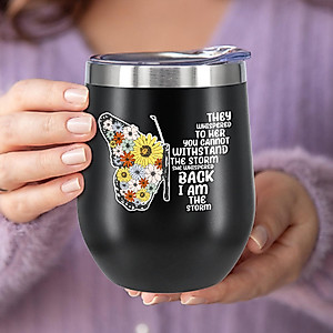 KAIRA Butterfly Tumbler,12 OZ Wine Tumbler with Lid 18/8 Vacuum Stainless Steel Coffee Mug Gifts Idea for Women (Pack of 1)
