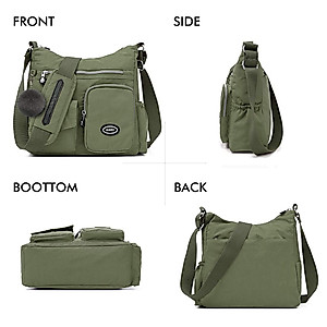 SUKRY Nylon Crossbody Bag for Women with Anti theft RFID Pocket, Waterproof Shoulder Bag Travel Purses and Handbag (Green)