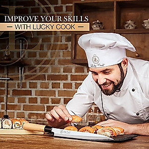 Lucky Cook Sashimi Sushi Knife 10 Inch - Perfect Knife For Cutting Sushi & Sashimi, Fish Filleting & Slicing - Very Sharp Stainless Steel Blade & Traditional Wooden Handle + Gift Box
