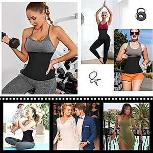 LODAY Waist Trimmer for Women Weight Loss,Tummy Trainer Sweat Workout Shaper,Neoprene-Free Slimming Sauna Wrap (Black, 2XL)