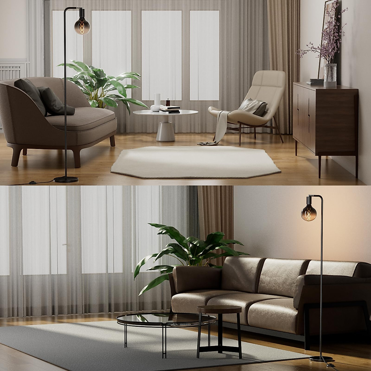 YIKBIK Modern Floor Lamps with Light Bulb, Industrial Floor Lamp for Living Room 5" Light Bulb 69" Tall Bright Warm White Standing Lamp, E26 Socket, On/Off Foot Switch for Office Bedroom