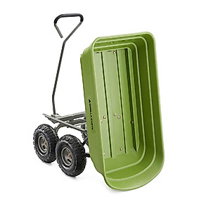 Gorilla Carts Heavy Duty Poly Yard Dump Cart, Lawn & Garden Wagon, 600 Lb, Green