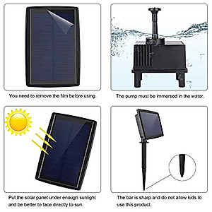 OCGIG Solar Power Fountain 180L/H Pump Pool Fish Garden Pond Watering Submersible Tool