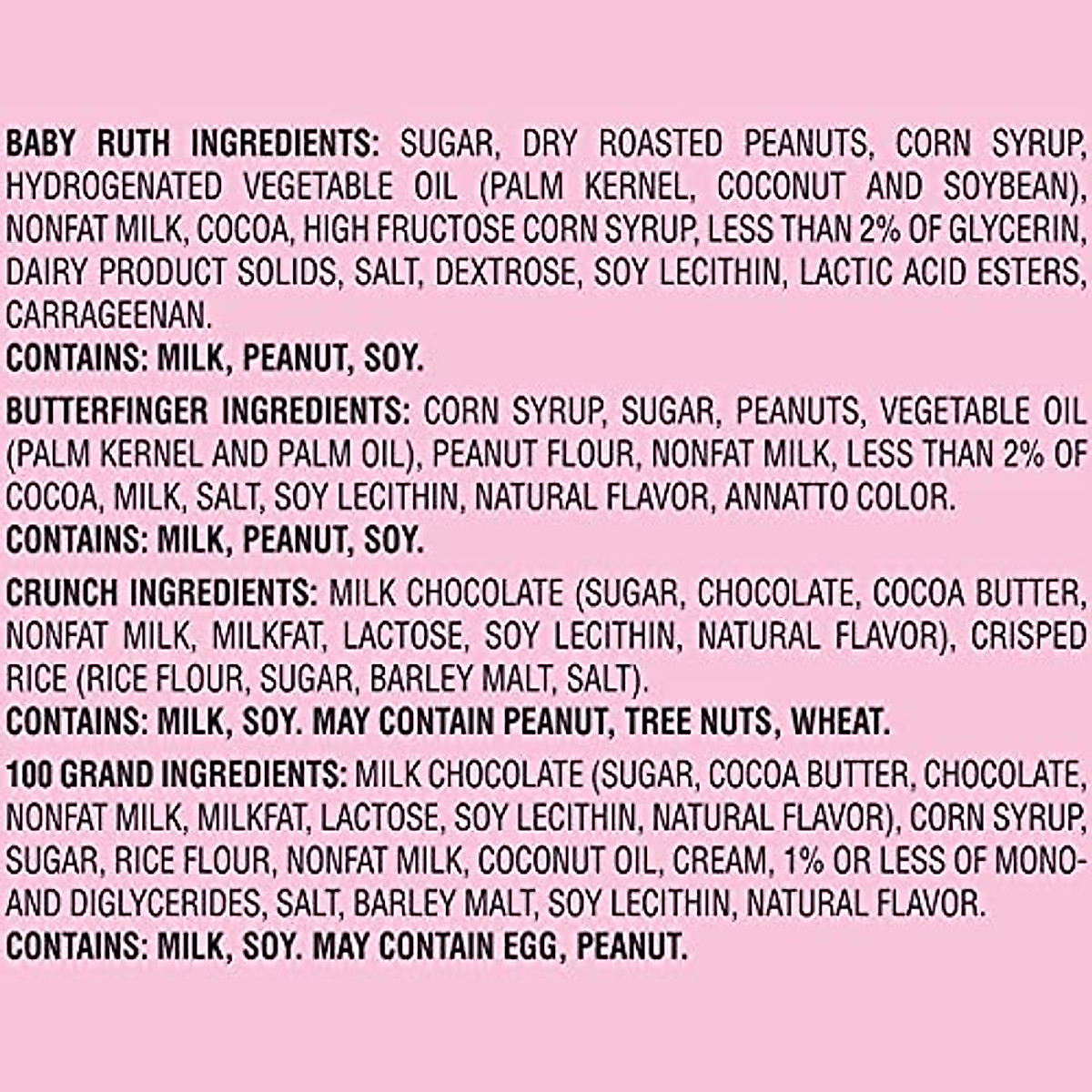 Butterfinger CRUNCH Baby Ruth and 100 Grand Candy Variety Pack Assorted Mini and Fun Size, Individually Wrapped Chocolate Bars, 0.4 Oz. (Pack of 80)