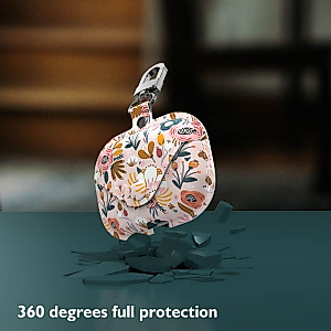 TATOFY Leather Case Cover for AirPods Pro, Stylish Leather Case for Women Girls, Flower Patterns with Secure Snap Closure Clip, Support Wireless Charging (Cyan)