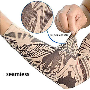 Satisfounder 10 PCS Arts Temporary Tattoo Arm Sunscreen Sleeves Fake Tattoo Cover Up Sleeves