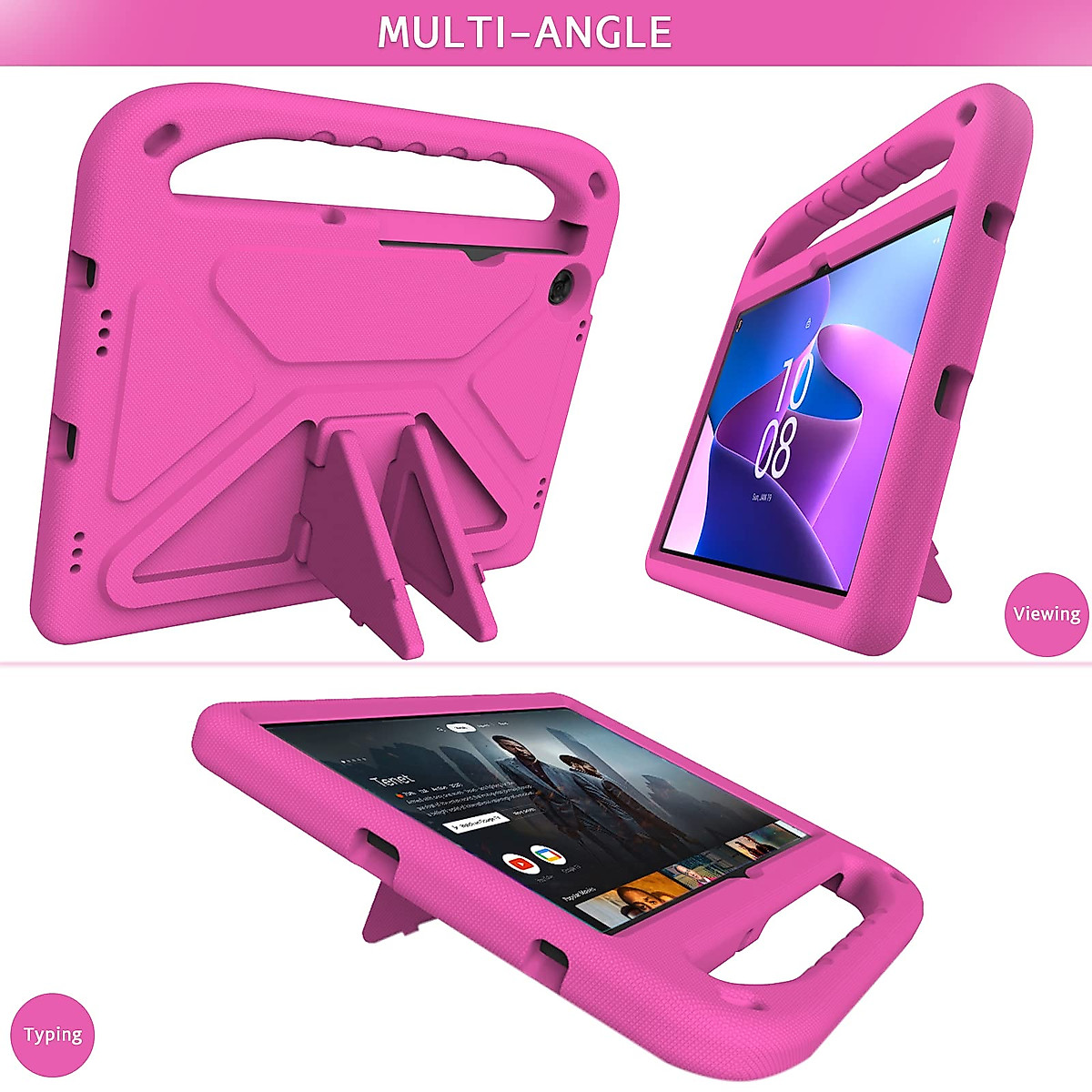 ATOOZ for Lenovo Tab M10 Plus (Gen 3) Case 10.6-inch 2022, Kids Case Cover with Shockproof Handle Stand for Lenovo Tab M10 Plus 3rd Gen (TB125FU / TB128FU / TB128XU) 10.6" Tablet (Rose)