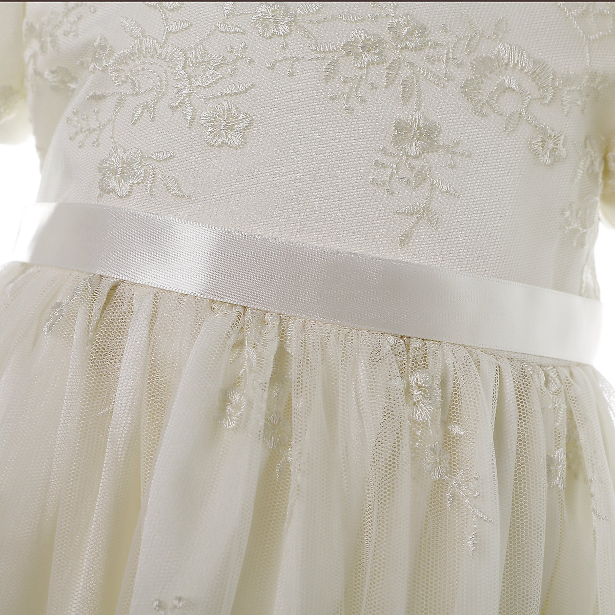 NIMBLE Baby Girls Newborn Christening Embroidered, Champange, Size 6-9 Months