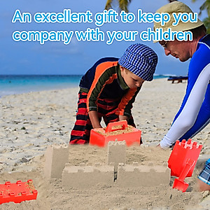 4 Pack Sand Block Molds- Sand & Snow Fort Building Block Sand Castle Mold Beach Toy Brick with Shovel Snow Castle Toy Molds for Kids Outdoor Summer Beach Toy & Winter Snow Activity Toys Kit (Red)