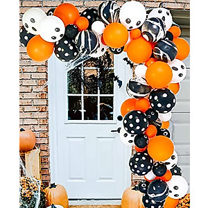 Halloween Balloon Arch Garland Kit, 103pcs 16" BOO Fiol Balloons 12" 5" Horrible Ghost Eyeball Orange Black White Latex Balloons Garland for Halloween Day Decorations Halloween Party Supplies