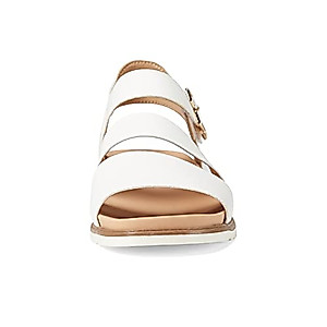 Dr. Scholl's Shoes Women's Island Glow Flat Sandal, White Smooth, 8.5