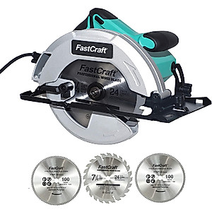 Circular Saw + 3pc 7.25" Blades 21A PEAK GUARANTEED POWER Electric Circular Saw All Industrial & PRO Grade - FastCraft Brand at Costco