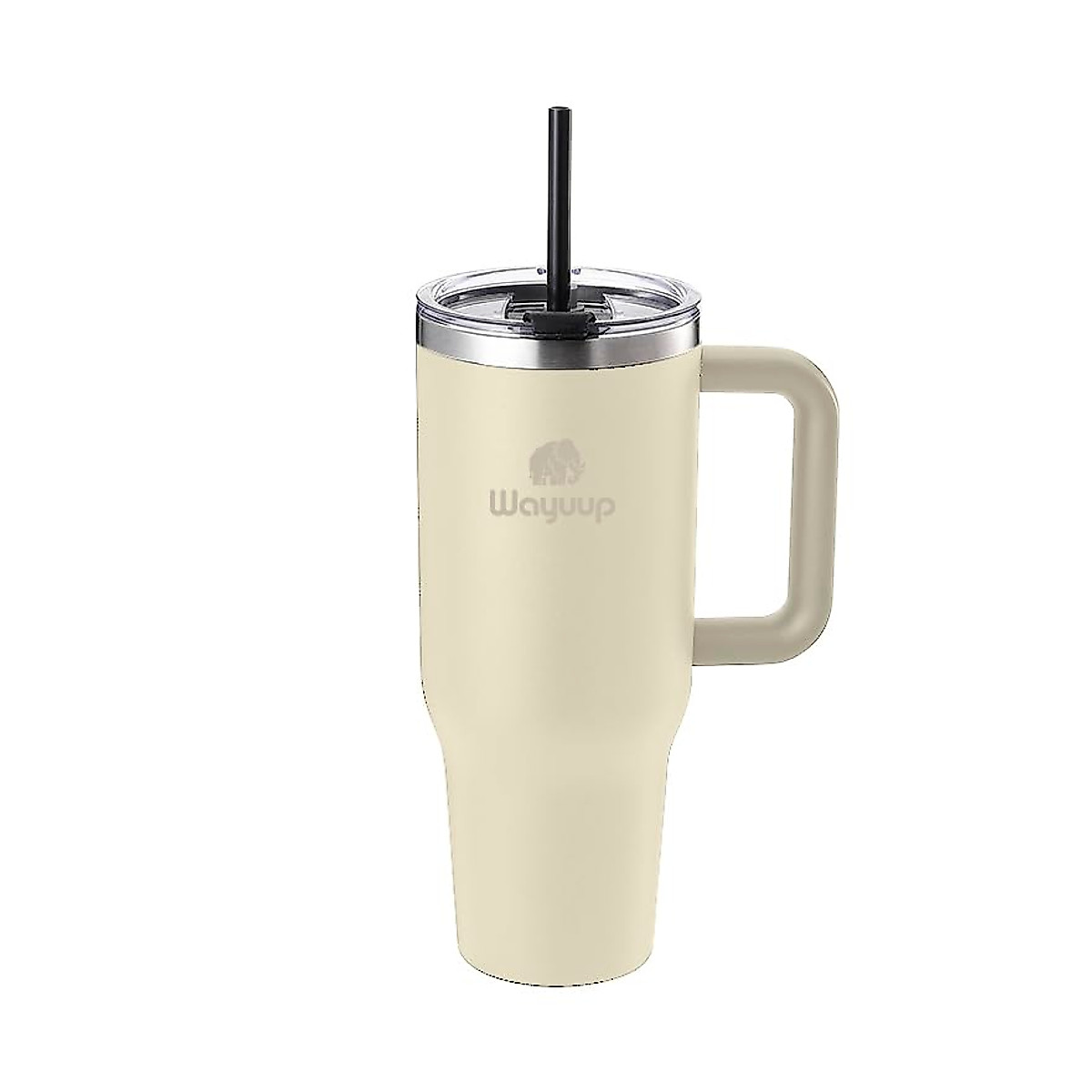 Wayuup 40 oz Tumbler with Handle and Straw Lid, Stainless Steel Vacuum Insulated Double Wall Water Bottle Leak-proof, Non Slip more than 24 Hrs or Hot for 6 Hrs (Bone), WPM40