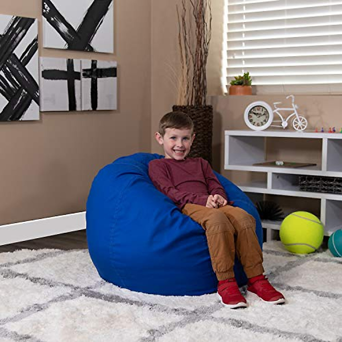 Flash Furniture Dillon Small Solid Royal Blue Bean Bag Chair for Kids and Teens
