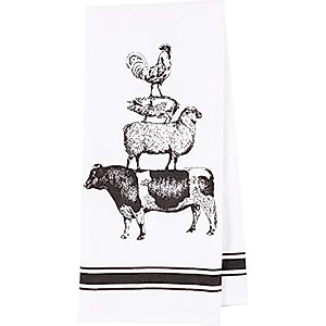 KAF Home Pantry Stacked Farm Animals Kitchen Dish Towel 18 x 28-inch Set of 4