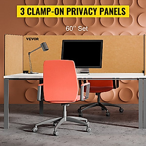 VEVOR Desk Divider, 60'', Sound Absorbing, Visual Privacy and Noise Reduction, 3 Panels Privacy Acoustic Panel for Home Office Classroom, Yellow