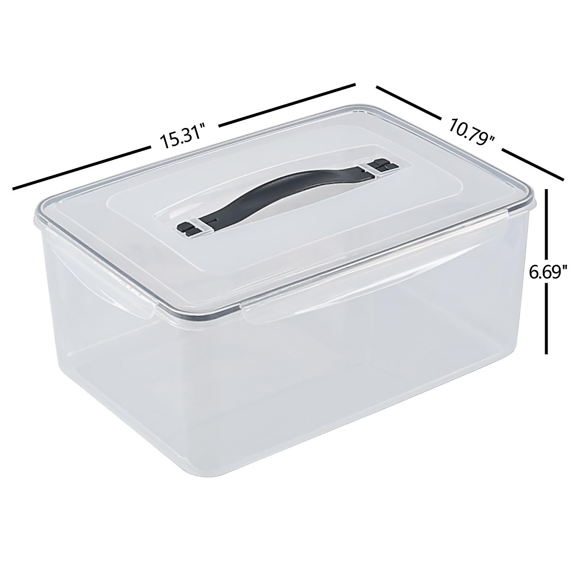 Eagrye 15 L Rectangular Plastic Clear Airtight Food Storage Containers with Latch Lid, 4 Pack Rectangle Food Storage Container with Portable Handle