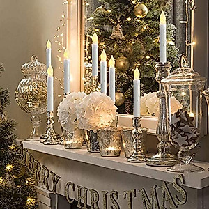 Warm White Taper Candles Battery Operated with Remote Control, 12pcs Short Led Candle Lights for Thanksgiving Day, Christmas Party, Fireplace Mantle, Wall Sconces, Halloween Decoration