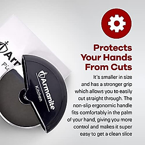 Armanite - Disc Easy-Clean Pizza Cutter, No Frills Pizza Slicer for Toast, Dough, and More, Compact and Convenient Pizza Wheel Made for Smooth Slicing, Black
