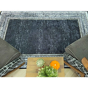 AK RUGS Modern Machine Washable Printed Area Rug Gloria Collection Living Room Bedroom Rug (Charcoal, 6' x 9')