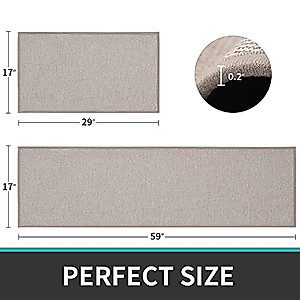 DEXI Kitchen Rugs and Mats Non Slip Washable, 2 PCS Kitchen Mats for Floor, Woven Kitchen Runner Rug Kitchen Rug Set of 2 for Kitchen, Front of Sink, Laundry Room, Hallway, 17"x29"+17"x59", Khaki