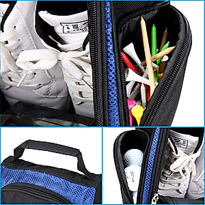 Golf Shoes Bag for Men Sport Bag - Zippered Storage Bag Travel Shoes Case carrier Tote Bag for Sport Golf Tennis and Other Accessories (Blue)