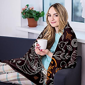 Thanksgiving Food Turkey Pumpkin Doodles Prints Soft Warm Cozy Blanket Throw for Bed Couch Sofa Picnic Camping Beach, 150×100cm