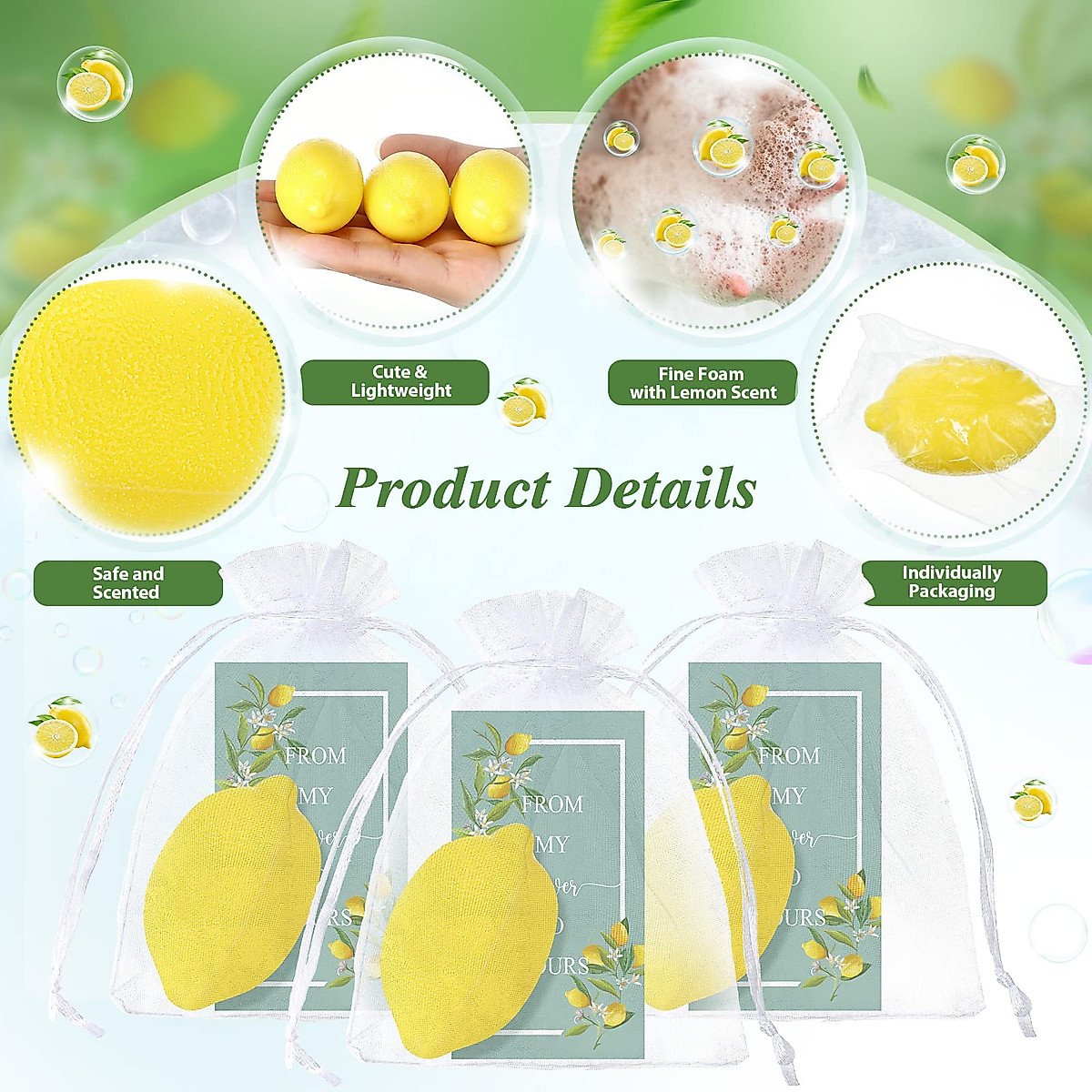 Lounsweer Set of 20 Wedding Lemon Soap Favors Mini Lemon Bridal Shower Favors Natural Lemon Shaped Soap Bar with from My Shower to Yours Cards and White Organza Bags for Baby Shower Decorations