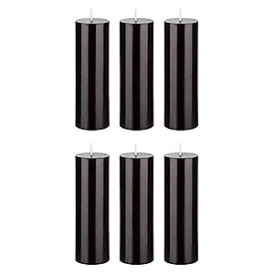 Mega Candles 6 pcs Unscented Black Round Pillar Candle, Hand Poured Premium Wax Candles 2 Inch x 6 Inch, Home Décor, Wedding Receptions, Baby Showers, Birthdays, Celebrations, Party Favors & More
