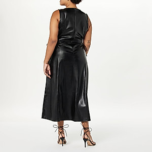 The Drop Women's Sabi Vegan Leather Cut-Out Midi Dress, Black, L