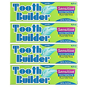 Squigle Tooth Builder SLS Free Toothpaste (Stops Tooth Sensitivity) Prevents Canker Sores, Cavities, Perioral Dermatitis, Bad Breath, Chapped Lips - 4 Pack