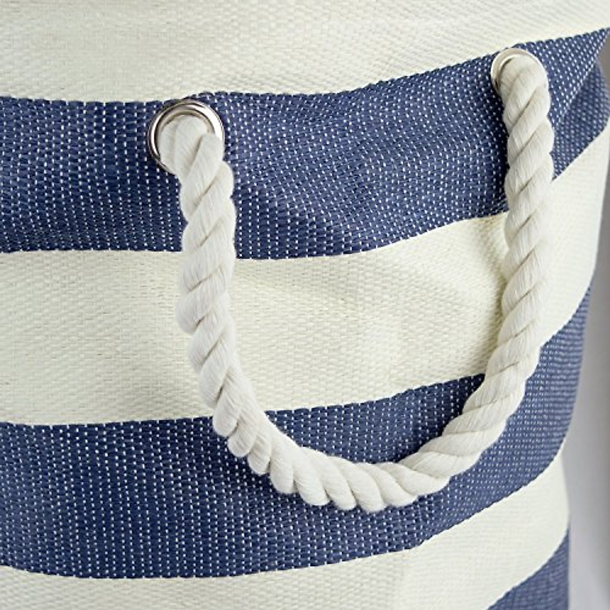 DII Collapsible Laundry Hamper/Storage Basket, Stripe Woven Paper, Nautical Blue Stripe, Large