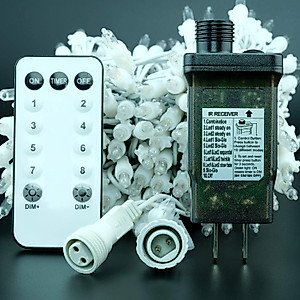 YULETIME 66 Feet 200 Count Color Changing LED String Lights with 10 Modes Remote Control, Warm White/Multicolor Variable Color Christmas Lights (White Wire)