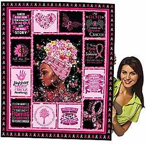 Breast Cancer Awareness Hopes Throw Blanket 50x60inch Black Women Breast Cancer Survivor Gifts for Women Ultra Soft Cozy Lightweight Flannel Blanket for Bed Sofa Living Room