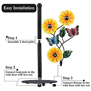 Sunflower Kitchen Paper Towel Holder with Sunflower and Butterfly, Black Metal Farmhouse Countertop Yellow Kitchen Decor Accessories