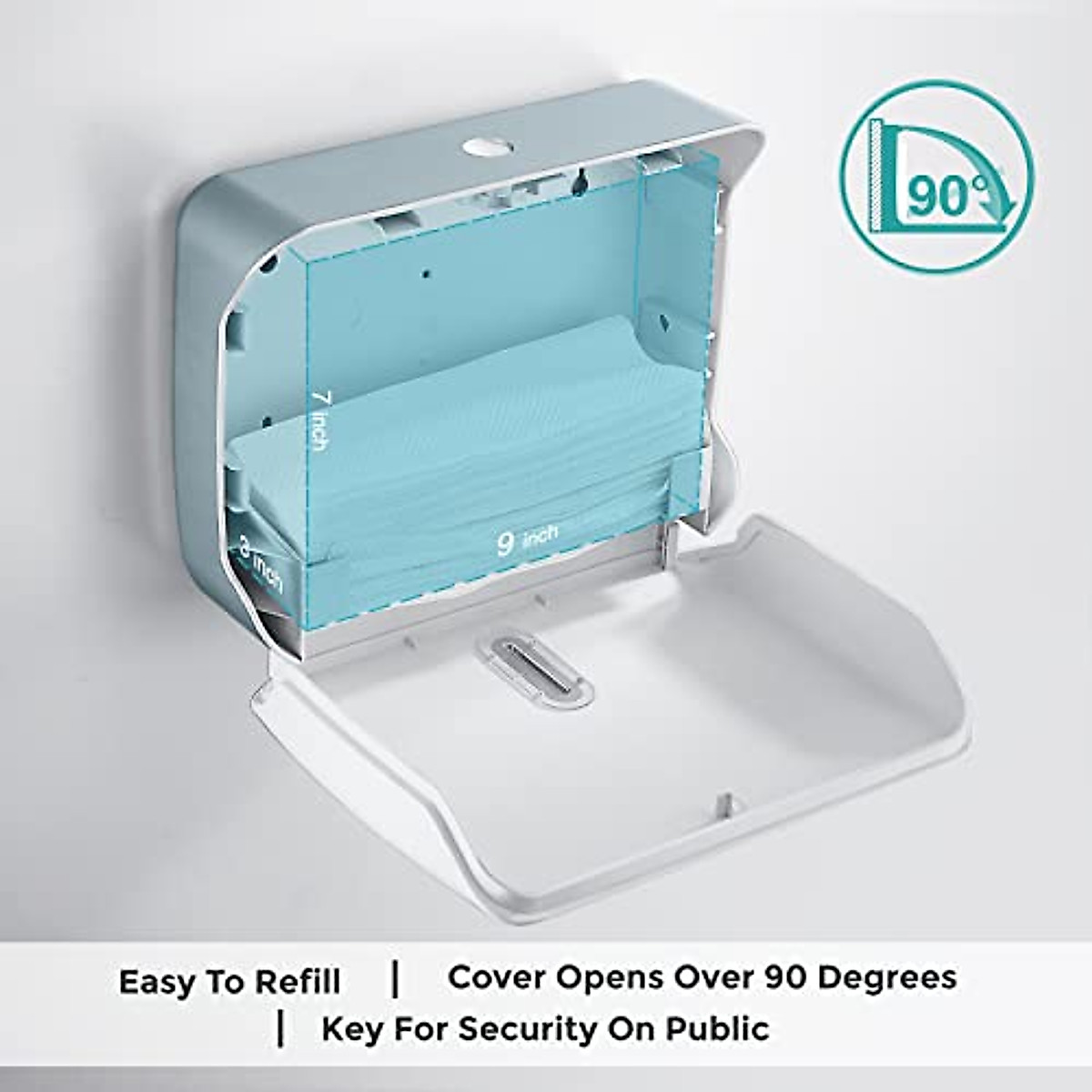 modunful Paper Towel Dispenser Wall Mount, Multi-Fold Commercial Paper Towel Dispenser for Bathroom, Office, Kitchen, Restaurant, No Hole Installation