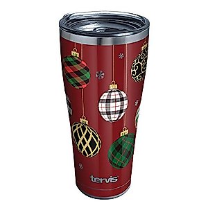 Tervis Triple Walled Christmas Holiday Ornaments Insulated Tumbler Cup Keeps Drinks Cold & Hot, 30oz, Stainless Steel