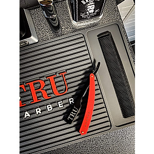 TRU BARBER Professional Barber Blade Straight Razor, Straight Blade Razor with 1.5mm Blade Exposure - Durable Straight Edge Razor, Single Edge (Black/Red)