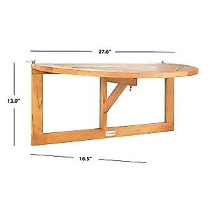 Safavieh PAT7045A Outdoor Collection Owens Natural teak wood Balcony Hanging Half Table